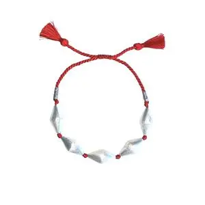 RIZE Silver / Red Dholki Bracelet Sterling Silver Plated & Red Cord - Silver/red