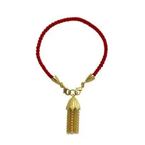 RIZE Gold / Red Tassel Bracelet Gold Plated & Red Cord - Gold/red