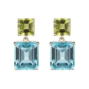 AUGUSTINE JEWELS Peridot & Blue Topaz Octagon Gold Earrings - Blue/yellow