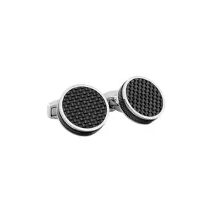 Tateossian Black / Silver Carbon Tablet Cufflinks With Palladium Plated & Carbon Fibre - Black/silver