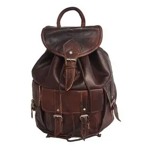 BERBER LEATHER The Larache Large Rucksack In Dark