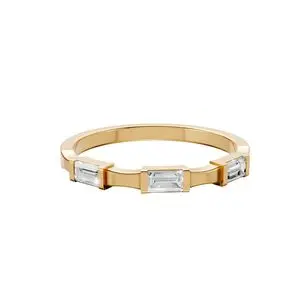 AYA FINE JEWELRY Baguette Lab Grown Diamond Ring In Fourteen Kt Gold Modern Geometric Everyday Fine Jewelry Stack Ring - Yellow