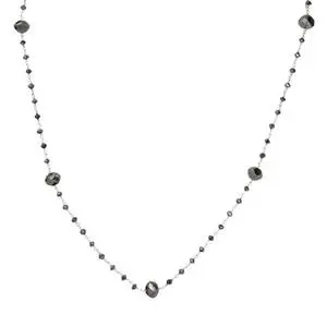 RAHUL'S JEWELS 18" Genuine Black Diamond Necklace In 14 Karat White Gold