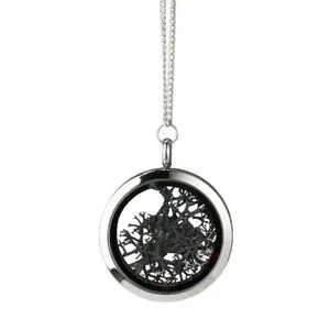 MY LITTLE NATURE Silver And Black Natural Moss Pendant Necklace - Black/silver
