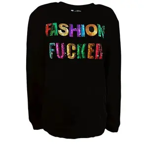 ANY OLD IRON Rainbow Sequin Fashion Fucker Sweatshirt - Black