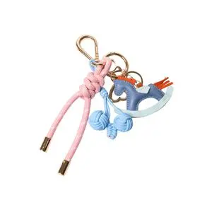 POP UPS BRAND Key Chain Pretty In With Charms Blue Cherries And Blue Rocking Horse - Pink