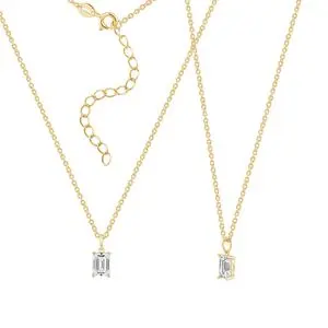 KIERA Lab-grown Diamond One Carat Emerald Solitaire Pendant Necklace - Yellow