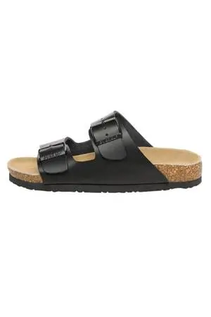 EVERAU AUSTRALIA Mallard Leather Twin Buckle Sandals - Black
