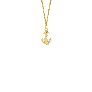 TRUE ROCKS 2 Tone 18kt Plated & Sterling Silver Mini Anchor Pendant - Gold