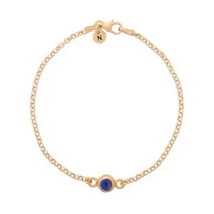 NELLOU JEWELLERY Lapis Lazuli Gem Dot Bracelet Gold Plated Sterling Silver September - Blue