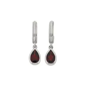 ZOË & MORGAN Silver / Red Ophelia Hoops Silver With Garnet - Silver/red