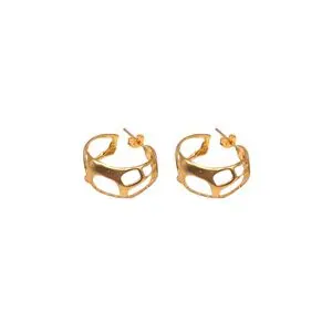 LES REINES En Grid Hoop Earrings 24k Plated - Gold