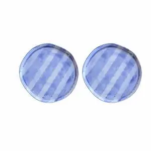Lali Design Studio Aqua Line Porcelain Dessert Plates Set Of Two With Gold Detail - Blue