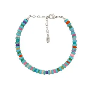 Kris Nations Turquoise & Multicolor Opal Bracelet - Silver