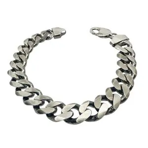 TG-JEWELLERY BY TAMARA GERVASIO Silver / Black ’s Satin & Oxidised Curb Chain Bracelet In Sterling Silver - Silver/black