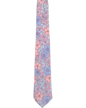 LORDS OF HARLECH Taddeo Dense Floral Merino Tie - Pink