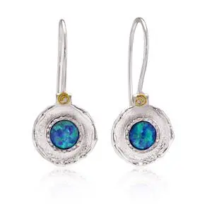 ISLA SILVER Blue / Silver Handmade Blue Fire Opal Drop Earrings - Blue/silver