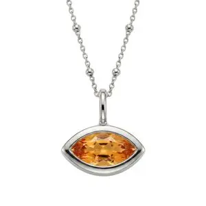 DAINTY LONDON Siren’s Teardrop Citrine Necklace - Silver