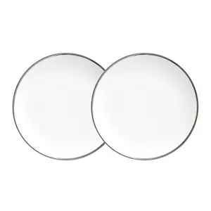 Twig New York Platinum Edge Set Of Two Small Plates - White
