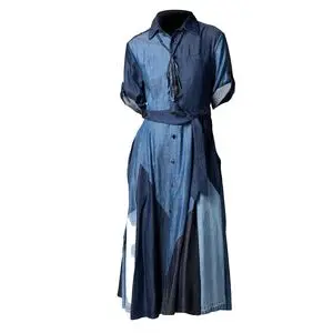 STORY WEAR Long Dress With Front Buttons - Blue