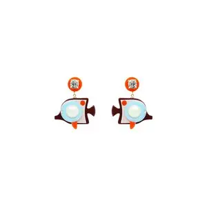 GISSA BICALHO Handmade Acrylic Earring Angelfish Burgundy - Brown