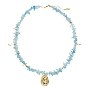 FARRA Irregular Aquamarine Pendant Necklace - Blue
