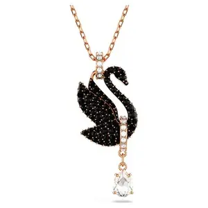 SWAROVSKI Swan Pendant Necklace - Black