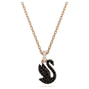 SWAROVSKI Swan Pendant Necklace - Black