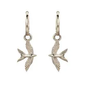 CHARLOTTE'S WEB JEWELLERY Swallow In Flight Hoop Earrings - Silver