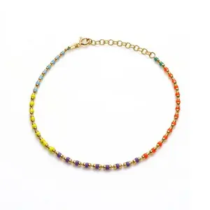 SPERO LONDON Sterling Silver Enamel Mine Beaded Colourful Rainbow Bracelet - Gray