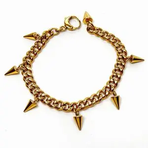 JAGGED HALO JEWELRY Fallon Spike Stainless Steel Bracelet Yellow Gold Plated - Silver