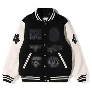 SWAROVSKI A Bathing Ape® Shark Hooded Varsity Jacket - Black