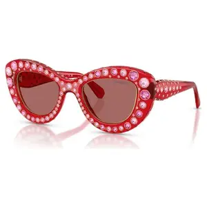 SWAROVSKI Cat-eye Sunglasses With Crystal Embellishments - Red