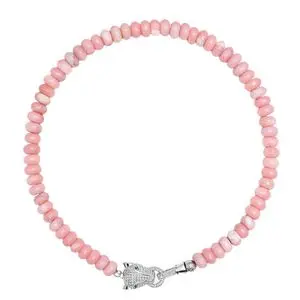 NIALAYA JEWELRY Pink / Silver Pink Opal Choker With Panther Head - Pink/silver