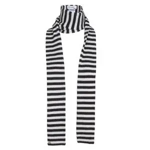 TIRILLM Pippi Long Trendy Pure Cashmere Scarf, And Off White Stripes - Black