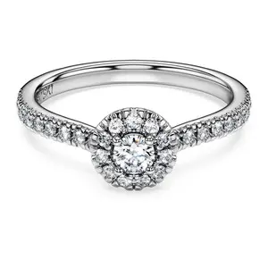 SWAROVSKI Eternity Halo Solitaire Ring In 18k Gold With Laboratory-grown Diamonds - White