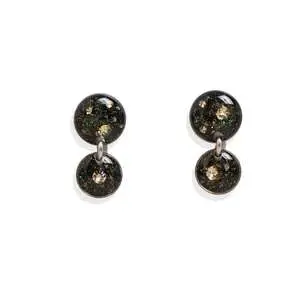 KATE KOEL Black / Grey Galaxy Double Circle Stud Earrings - Black/grey