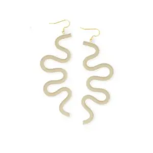BY CHAVELLI Neutrals / Grey / Brown Small Tube Squiggles Dangly Earrings In Taupe - Grey/brown