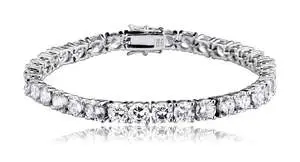 GENEVIVE Sterling Silver Gold Plated With Cubic Zirconia Tennis Bracelet - White