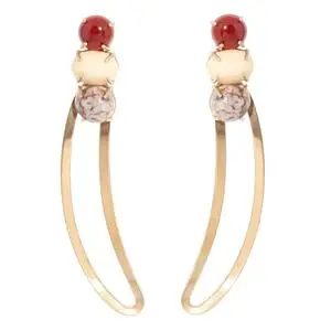 CASTLECLIFF Neutrals / Ondine Earrings – Sculptural Recycled Brass Earrings With Vintage Blush Glass Stones - Gold