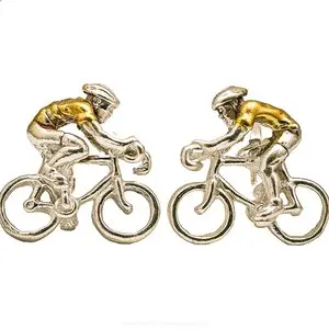 SIMON KEMP JEWELLERS Cyclist Cufflinks In. Eighteen Carat Gold On Solid Sterling - Silver