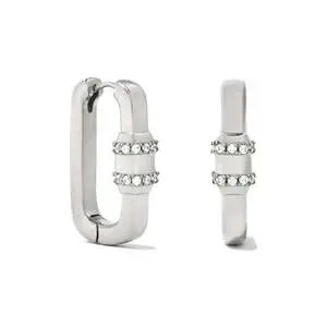 BERMUDA WATCH COMPANY Maivelle Rowan Carabiner Huggie Earrings With Cubic Zirconia - Silver