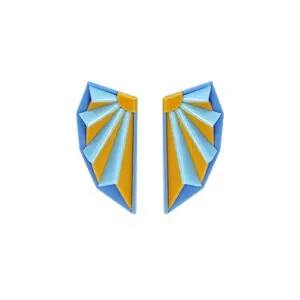 GISSA BICALHO Blue / Yellow Handmade Acrylic Earring Papyrus Mustard Blue - Blue/yellow
