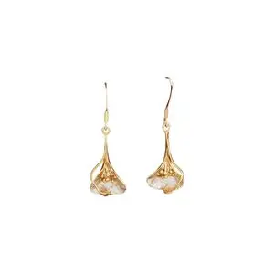 SIMON KEMP JEWELLERS Arum Lily Earrings In 18 Carat Gold - Silver
