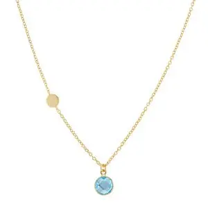 AUREE JEWELLERY Salina Gold Vermeil Disc & Topaz Necklace - Blue