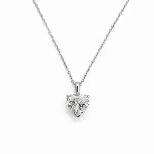 PEARL CODE Angel Heart Moissanite Pendant Necklace - Silver