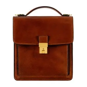 TIME RESISTANCE Small Leather Briefcase Walden Cognac - Brown