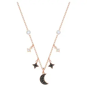 SWAROVSKI Layered Star And Moon Pendant Necklaces With Crystals - Black