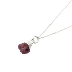 HARFI Raw Ruby Sterling July Birthstone Necklace - Silver