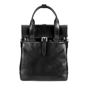 TIME RESISTANCE Convertible Leather Backpack Shoulder Bag In The Awakening - Black